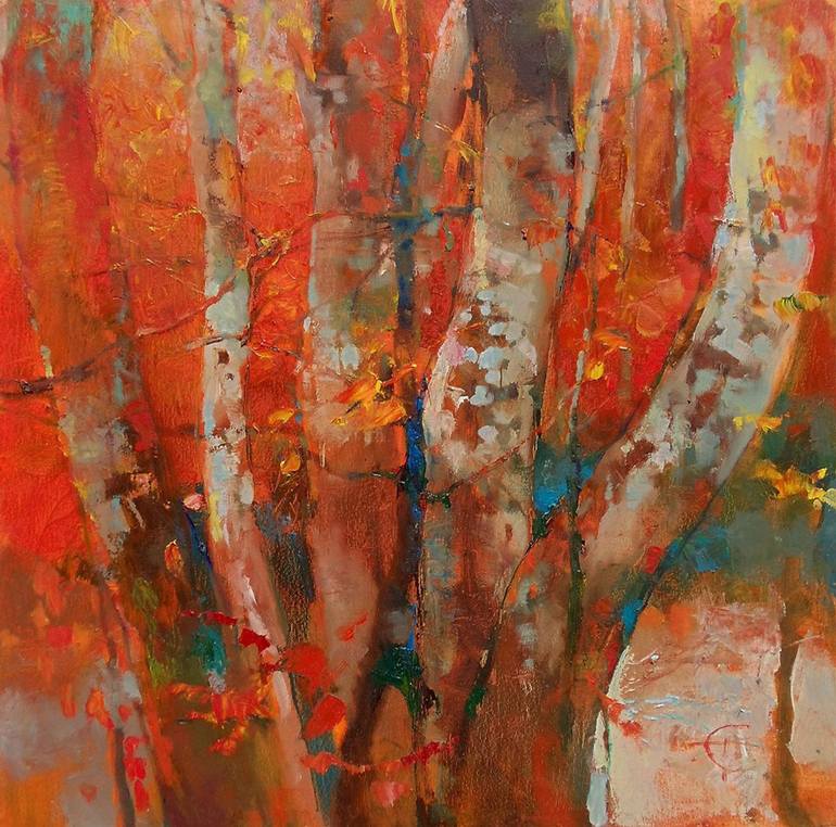 RED TREES Painting by Ksenia Stetsenko | Saatchi Art