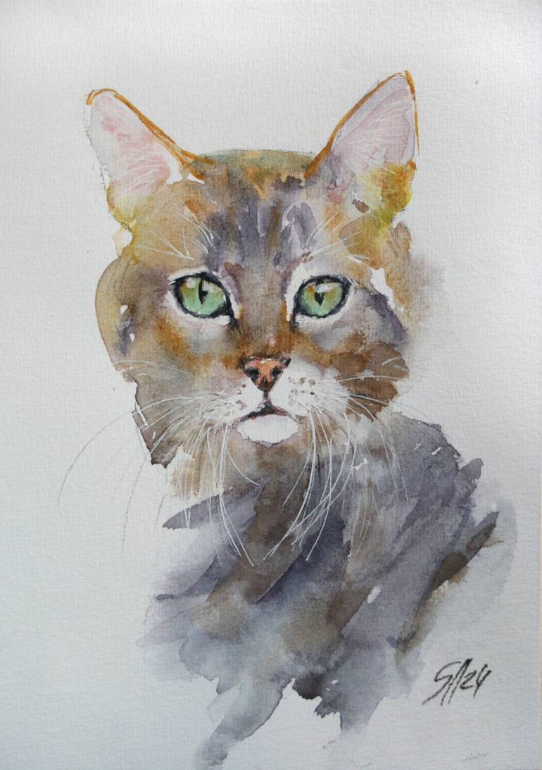 Observant Cat Painting by Svetlana Samovarova | Saatchi Art