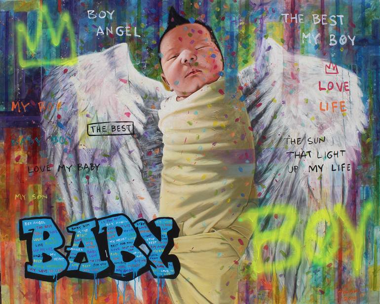 Boy Angel Painting by Hengki Koesworo | Saatchi Art