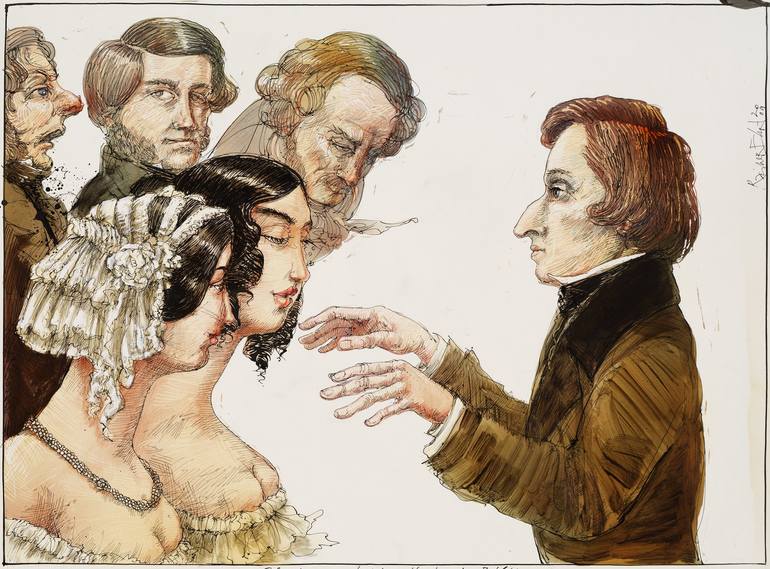 Chopin shows his hands the public Painting by Rainer Ehrt | Saatchi Art