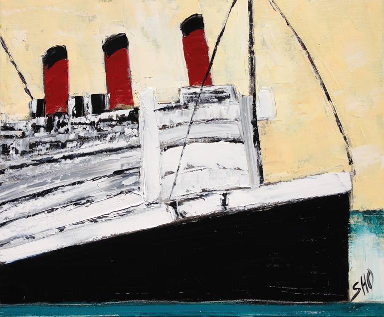 Ocean Liner HMSQM1 20140821 Painting by SHO ArtStudio | Saatchi Art
