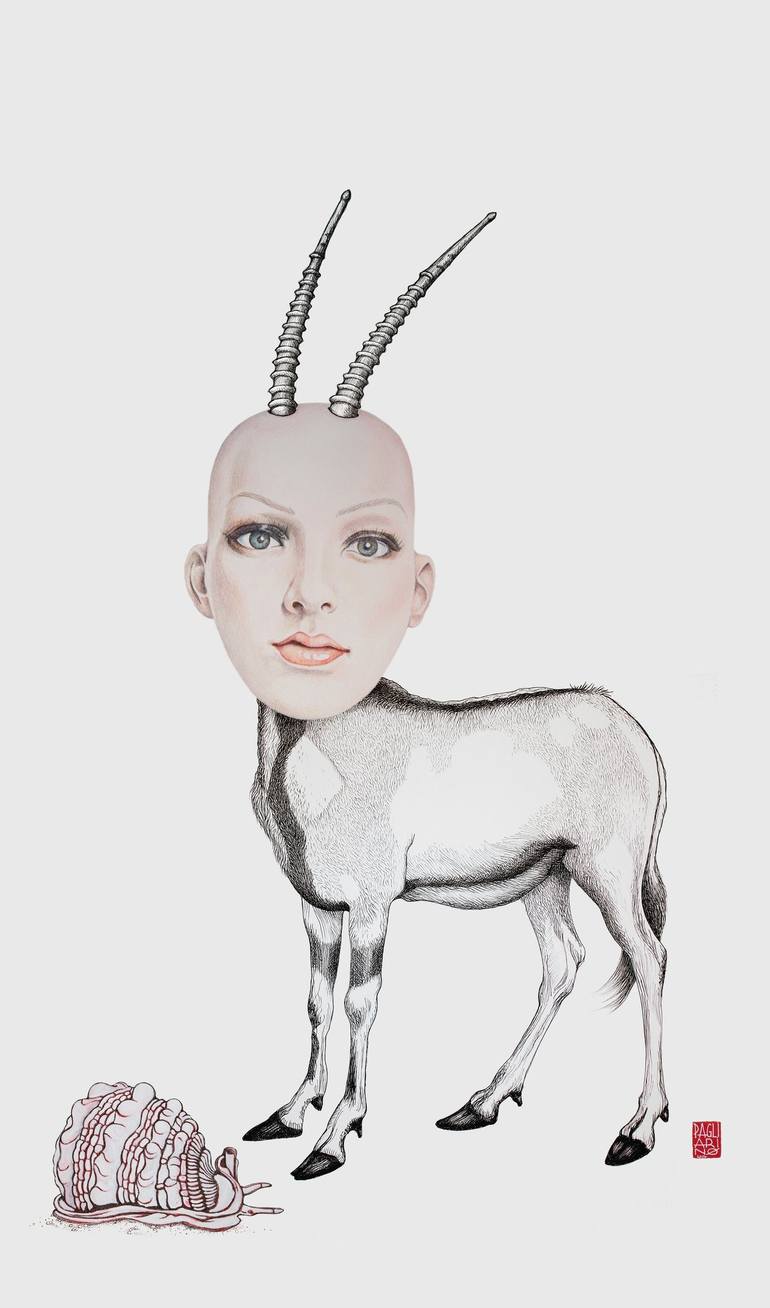 A strange encounter Drawing by Elia Pagliarino | Saatchi Art
