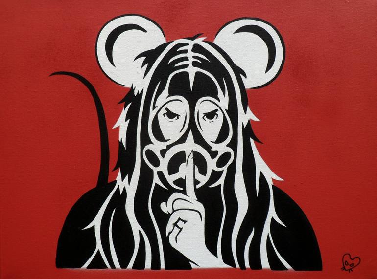 Mouse Girl (Vivid Red) Painting by Thingie Art | Saatchi Art