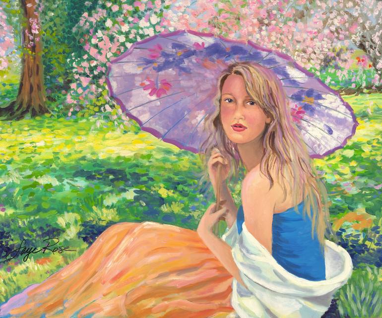 Purple Parasol Painting by Faye Rose | Saatchi Art