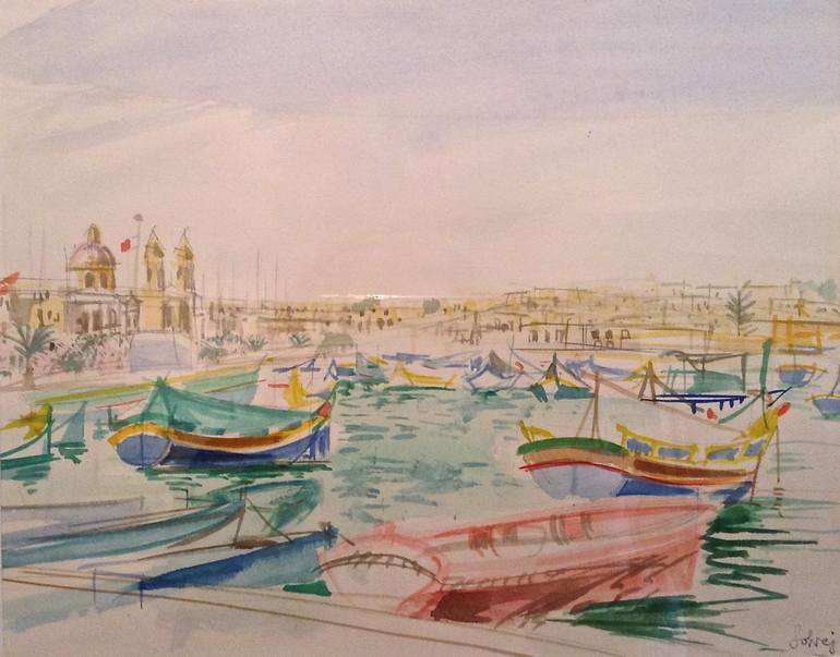 Marsaxlokk Painting by Solvej Solvej | Saatchi Art