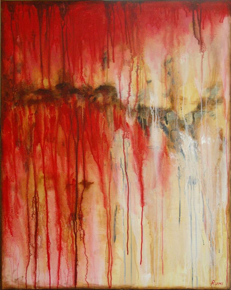 Original abstract painting. 100 x 80 cm. Warm Feelings. Painting by ...