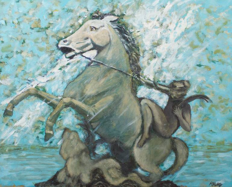 Nichols Fountain Painting by Robin Hulsey | Saatchi Art