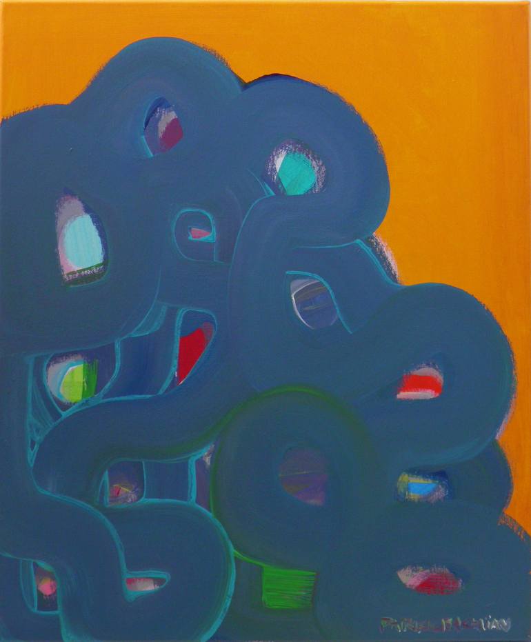 Blue on Yellow Imbroglio Painting by Patrick Bachian | Saatchi Art