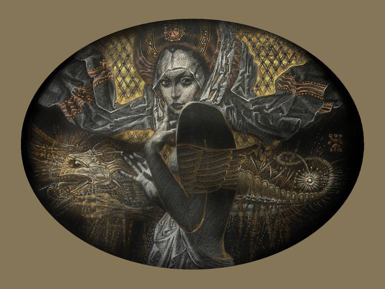 Her bodyguard Drawing by Oleksandr Korovai | Saatchi Art