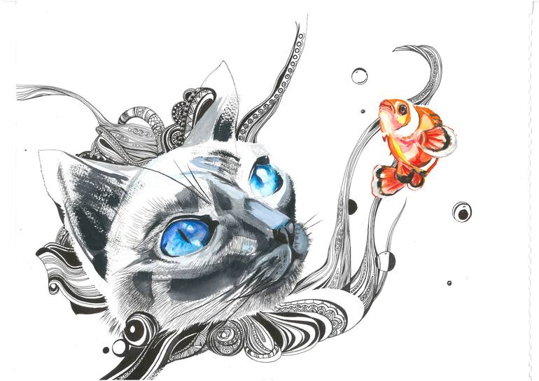 Cat's Dream Drawing by Olga Rostova | Saatchi Art