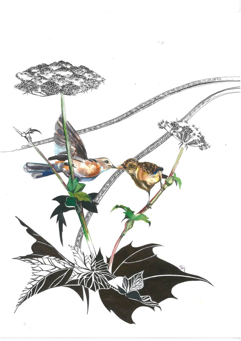 Birds Breakfast Drawing by Olga Rostova | Saatchi Art