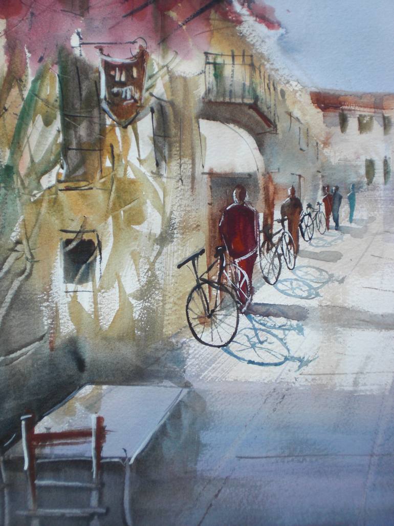 bike's shadows Painting by Giorgio Gosti | Saatchi Art