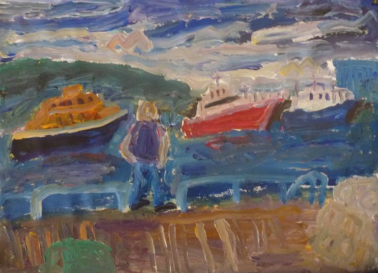 Ag feitheamh Painting by Michael Rickard | Saatchi Art