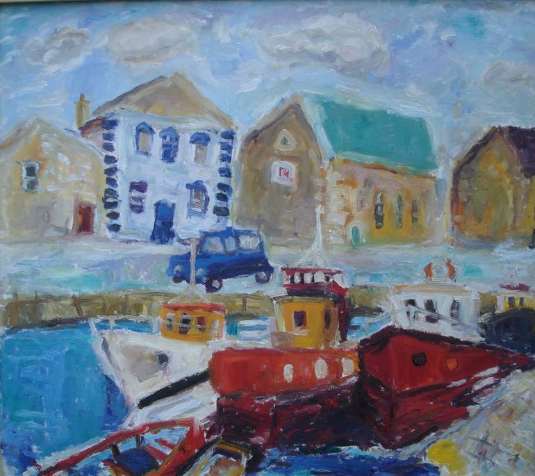 Boats in howths Painting by Michael Rickard | Saatchi Art