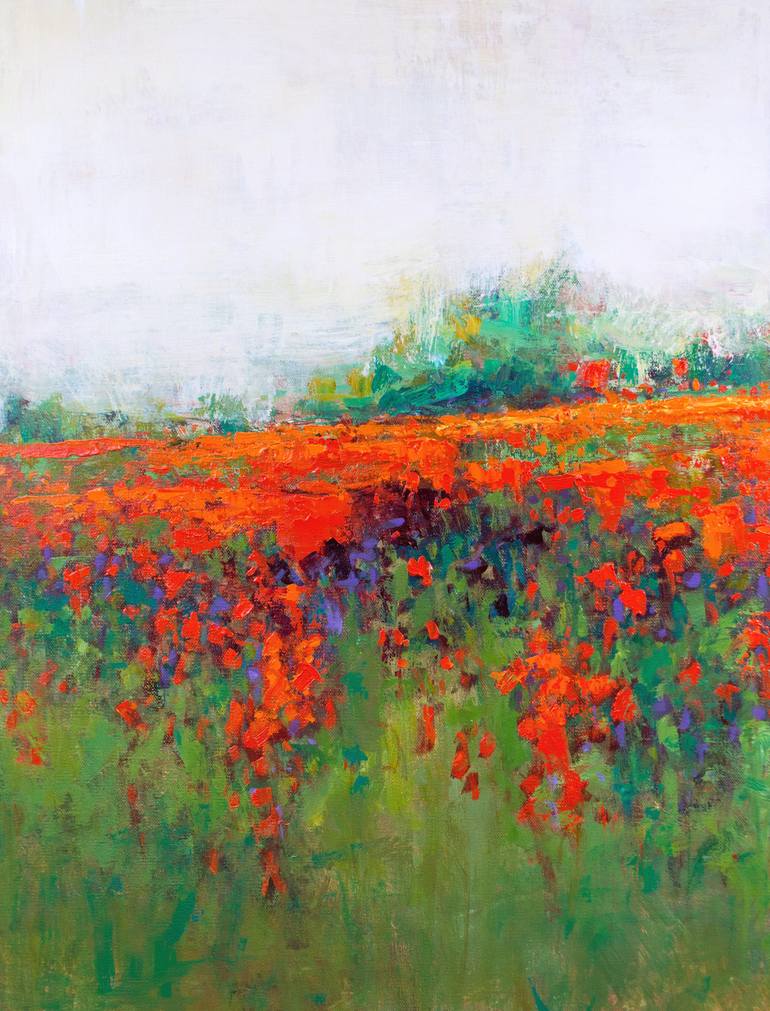 Red Field Painting by Don Bishop | Saatchi Art