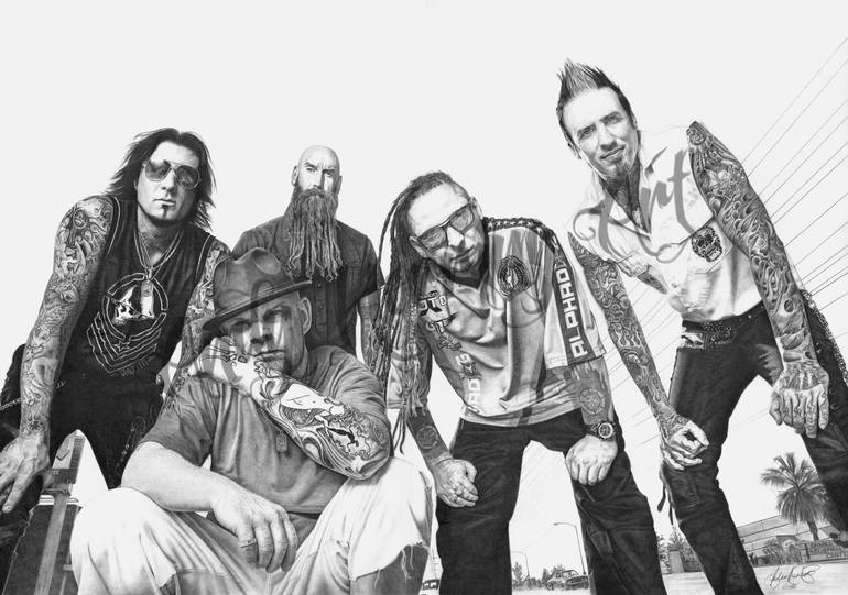 Five Finger Death Punch Drawing by Andy Herring | Saatchi Art