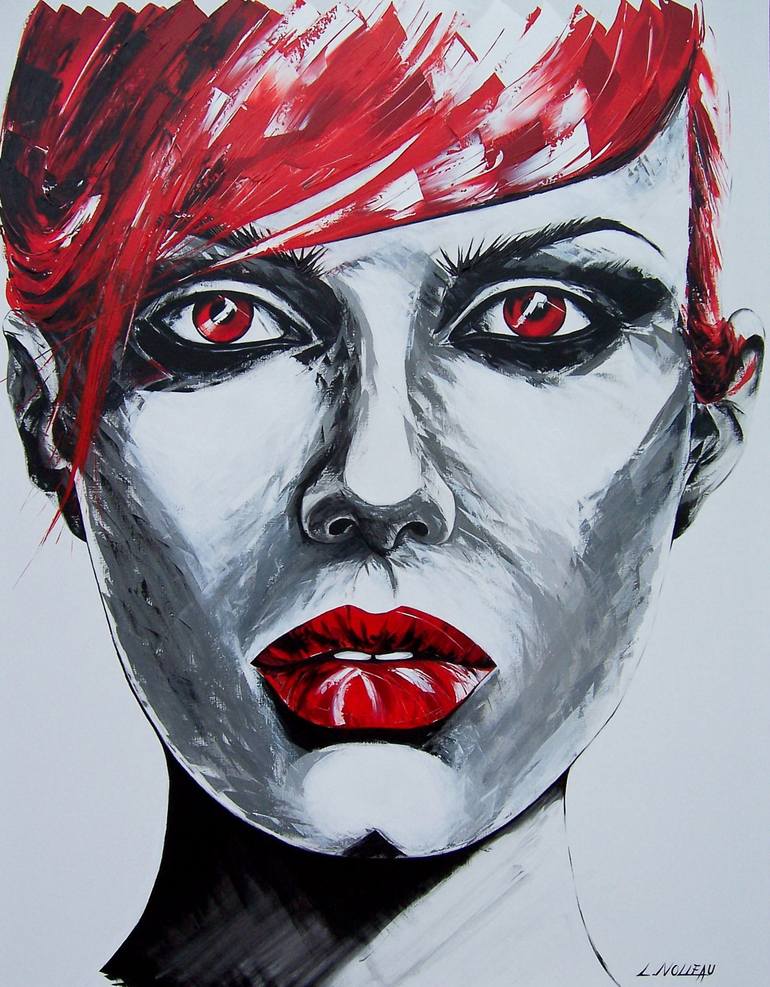 Rouge Baiser Painting by Laurence Nolleau | Saatchi Art