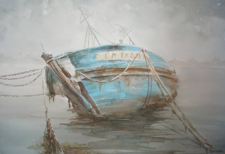 Wreck in Camaret Painting by Thierry Seurre | Saatchi Art