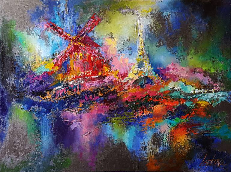 Nightlife in Paris Painting by VIKTORIJA LAPTEVA | Saatchi Art