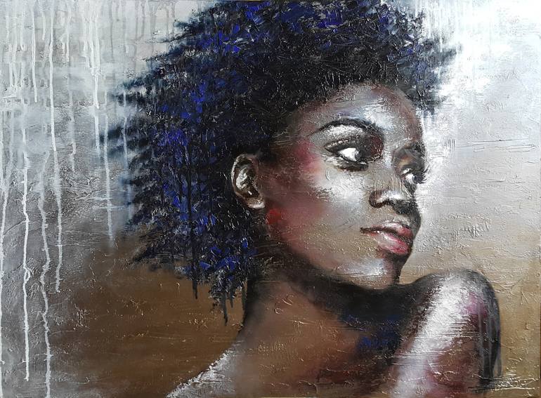 Painting Portret - On silver Painting by VIKTORIJA LAPTEVA | Saatchi Art