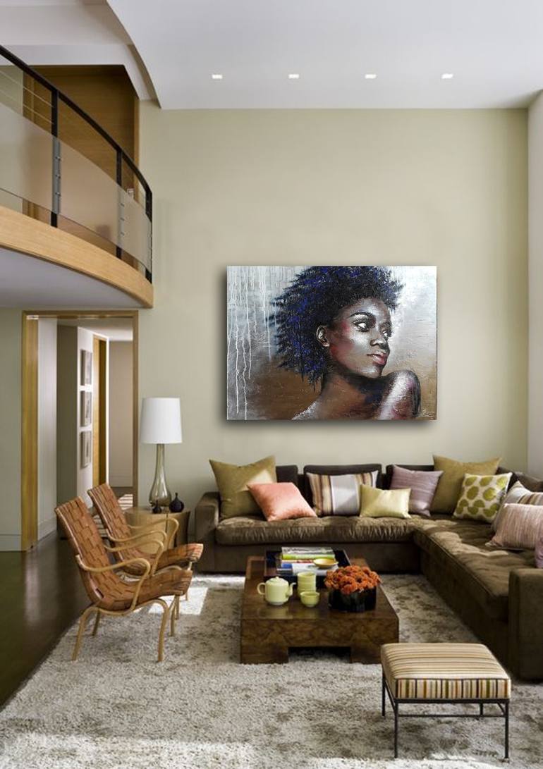 Painting Portret - On silver Painting by VIKTORIJA LAPTEVA | Saatchi Art