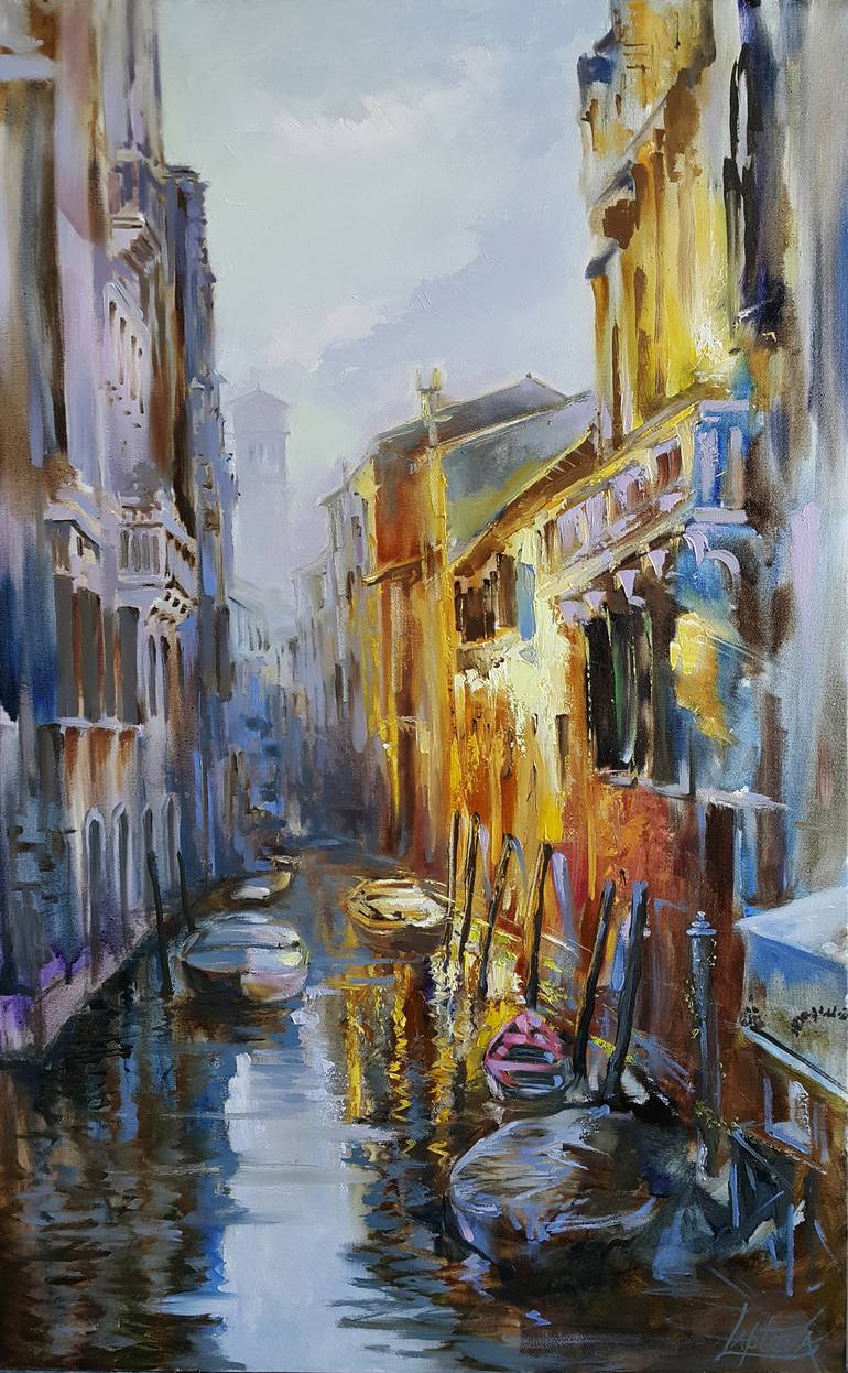 Excellent day in Venice - original oil painting Painting by VIKTORIJA ...