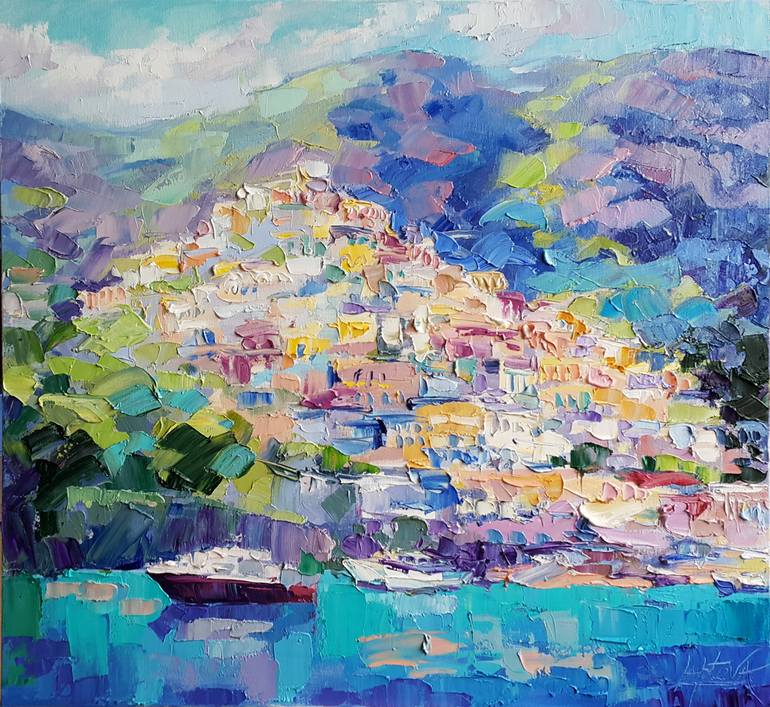 Sunny morning on Capri - italian landscape Painting by VIKTORIJA ...