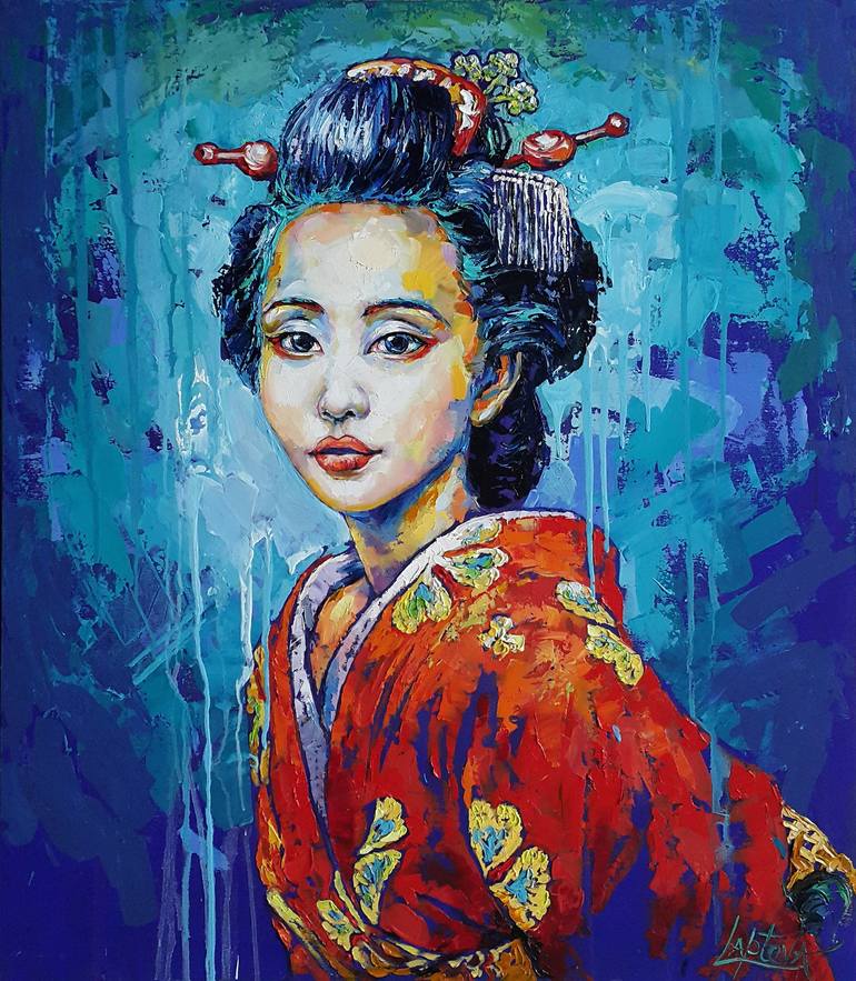 Portrait of a girl in a kimono - Japan Breath Painting by VIKTORIJA ...