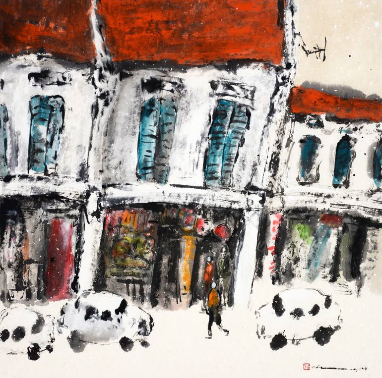 Ling Yang Chang - Shophouse Bustle Painting by Ode to Art | Saatchi Art