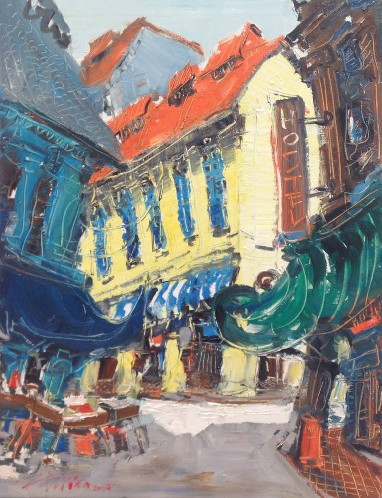 Zhu Hong - Intimate Lanes_At Little India II Singapore Painting by Ode ...