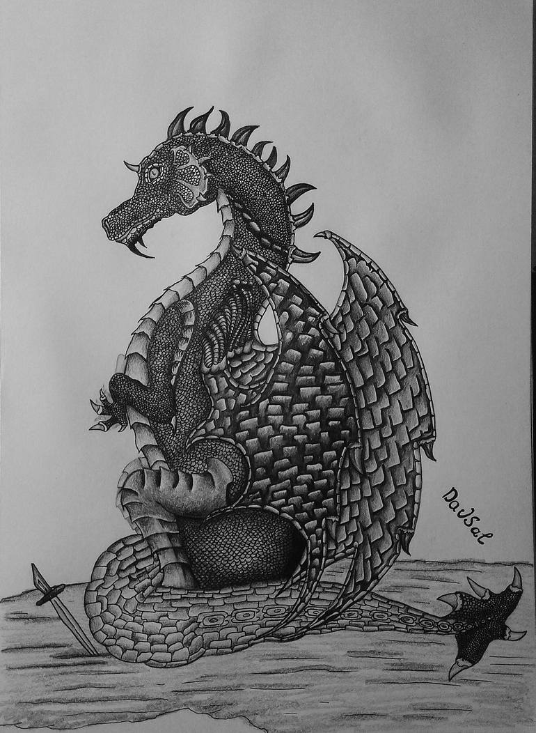 A dragon guard for life Drawing by Deyvid Dimitrov | Saatchi Art