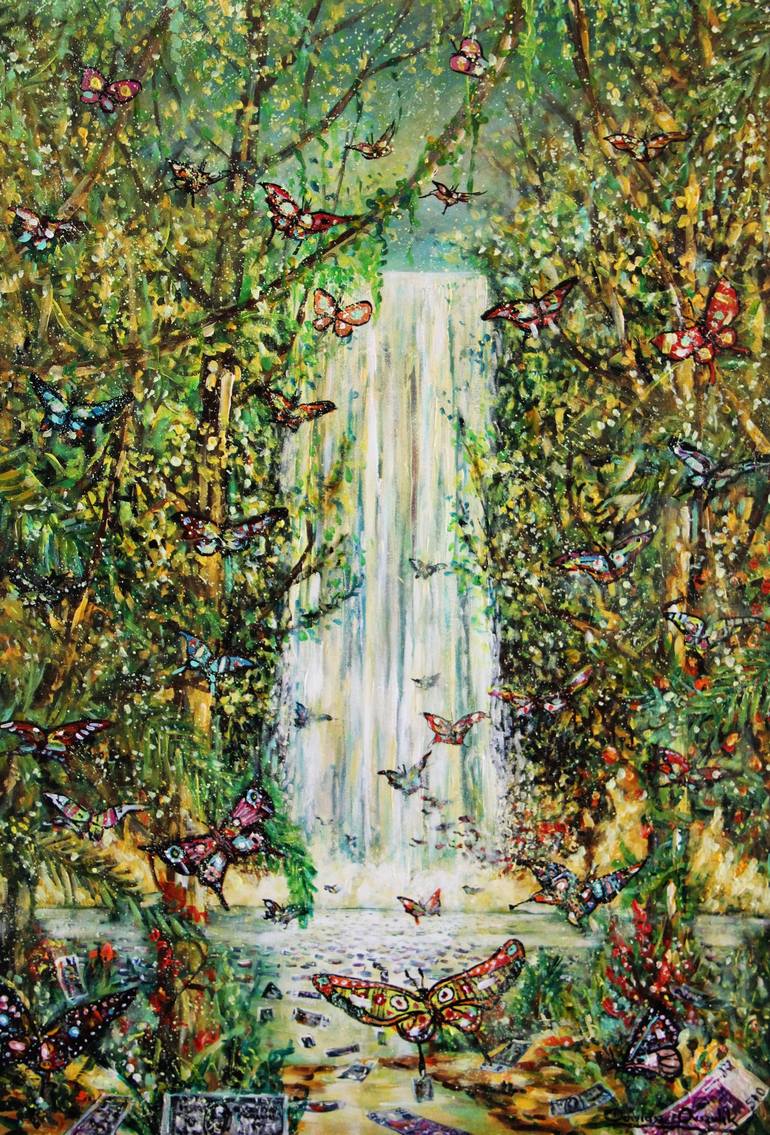 Waterfall of Prosperity Painting by Dariusz Orszulik | Saatchi Art