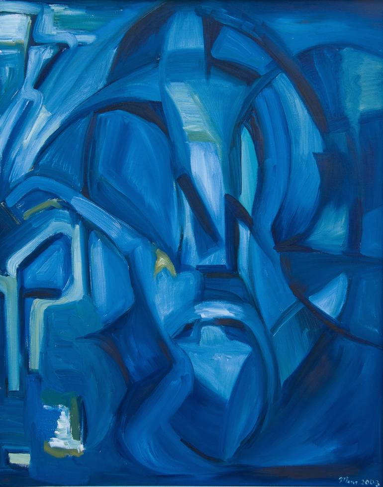 blue portrait, decomposition Painting by Mona Nemani | Saatchi Art