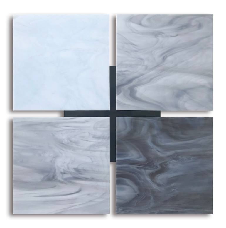 Quads Gray Glass Wall Sculpture Sculpture by Karo Studios | Saatchi Art