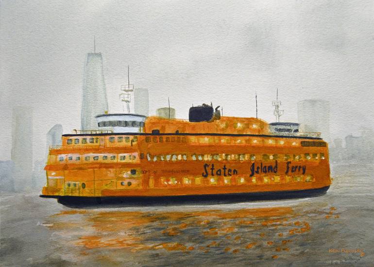 Staten Island Ferry Painting by Kenneth Figurski | Saatchi Art