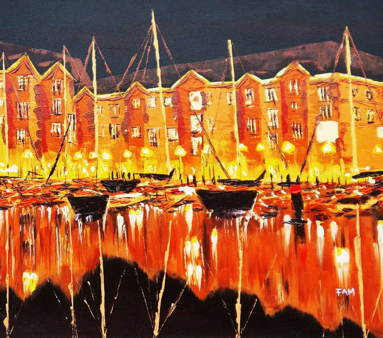 Hartlepool Marina Painting by Fam Shee | Saatchi Art