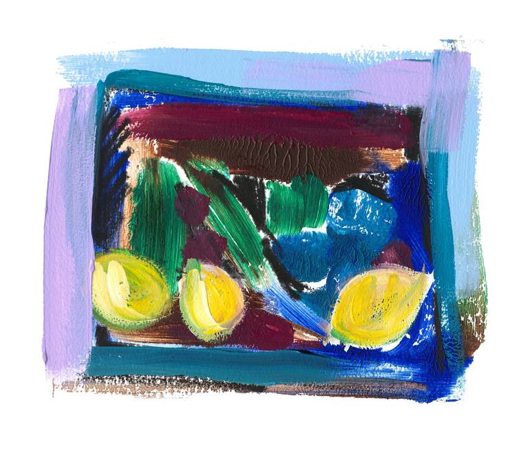Lemons On The Sill Mixed Media by Julie Ellis | Saatchi Art