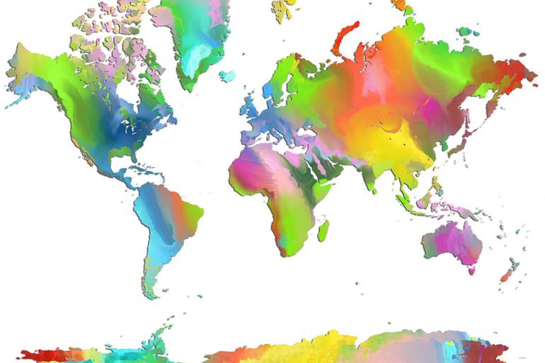 World Map - Multicolor Painting by Marlene Watson | Saatchi Art