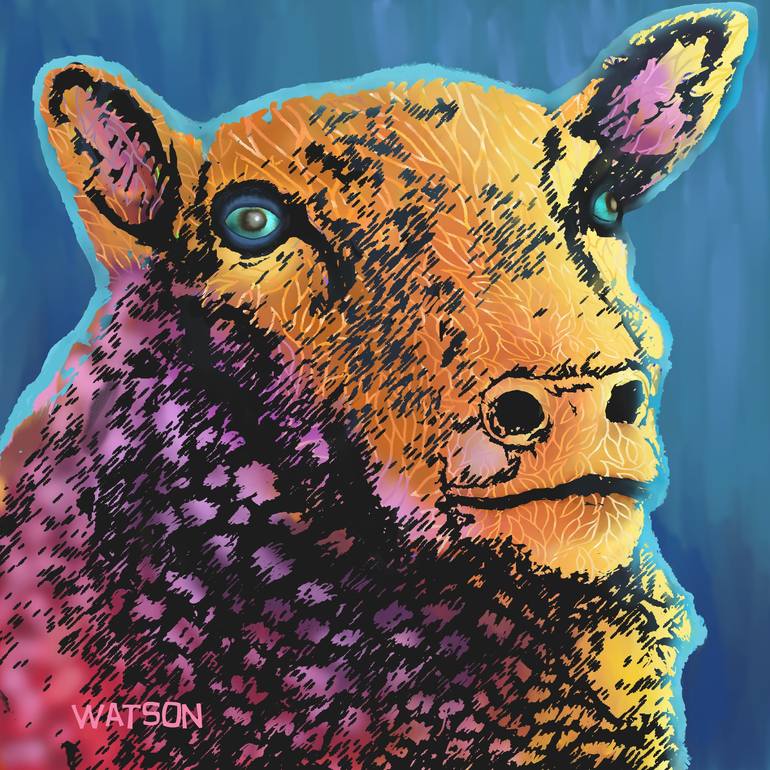 Sheep Painting by Marlene Watson | Saatchi Art