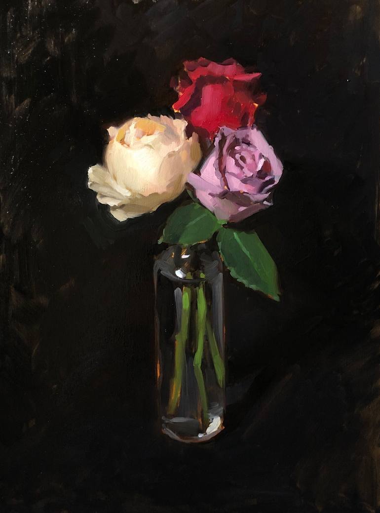 Three roses Painting by Amy Florence | Saatchi Art