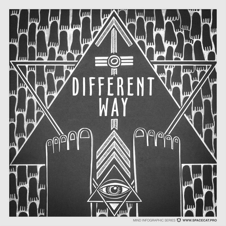 DIFFERENT WAY Drawing by Ally Spacecat | Saatchi Art