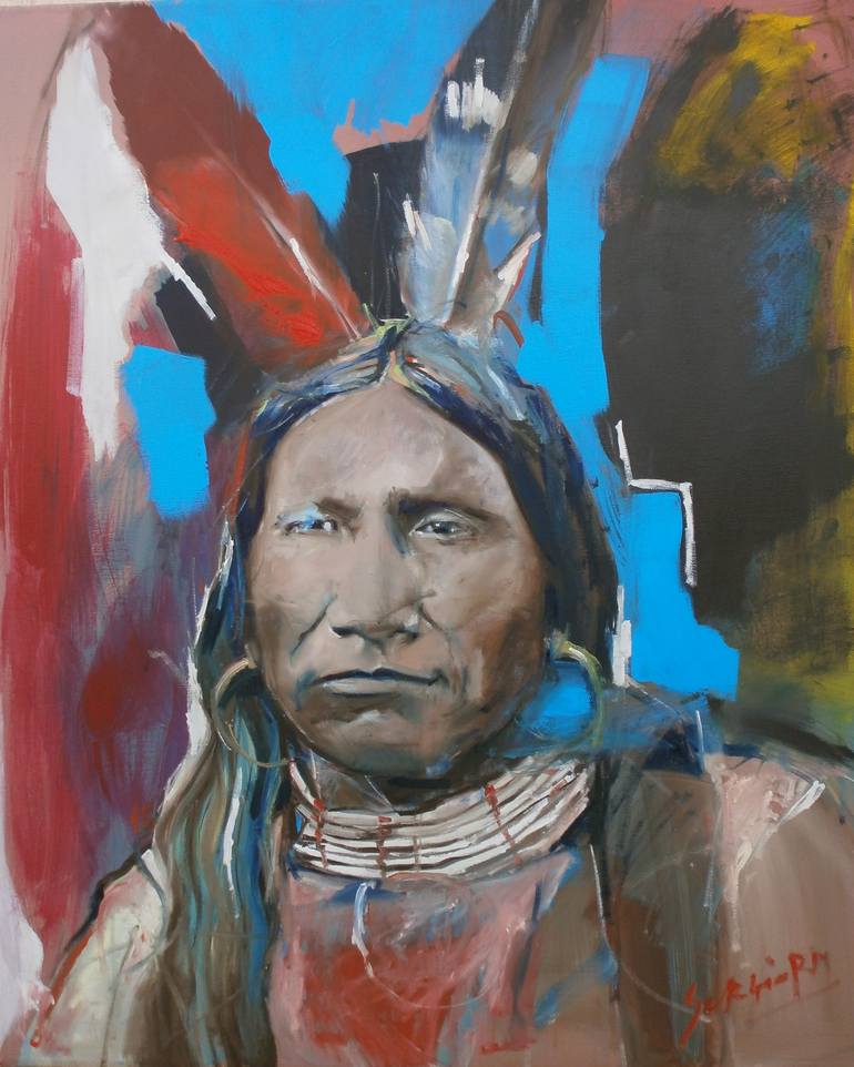 chief oglala Painting by twomoons cheyenne | Saatchi Art