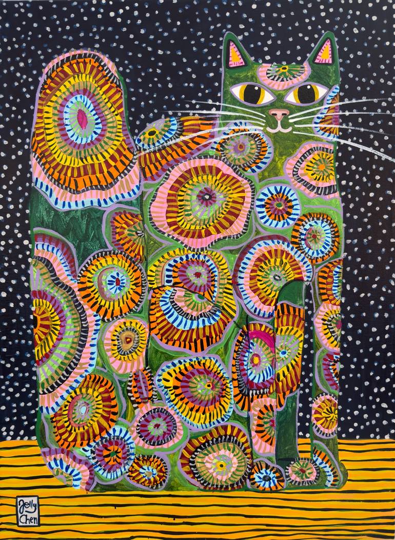 Mysticat Painting by Jelly Chen | Saatchi Art