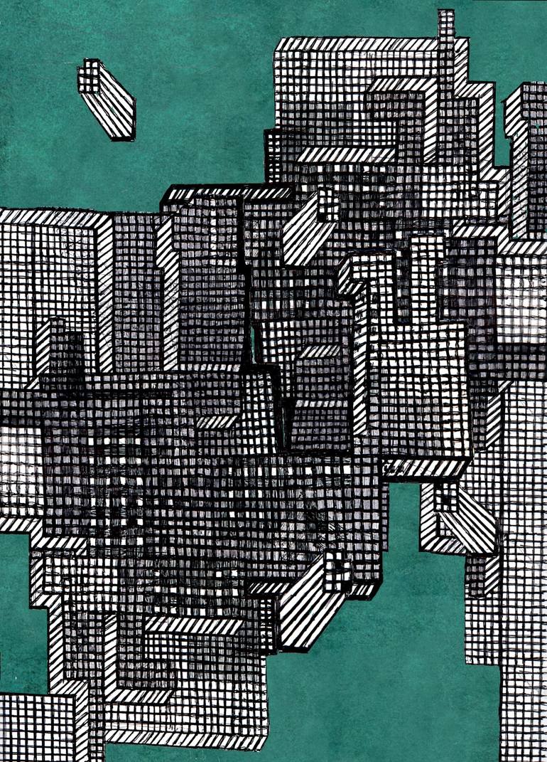 Green Metro Printmaking by Andy Mercer | Saatchi Art