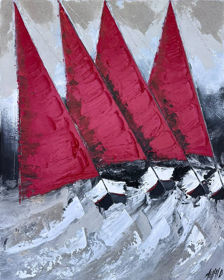 Régate rouge... RED REGATTA (ABSTRACT LANDSCAPE 2025) Painting by ...