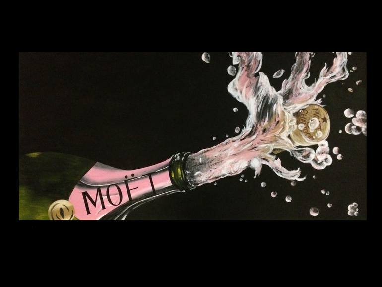 Moet Brut Rose Painting by Malia Howe | Saatchi Art
