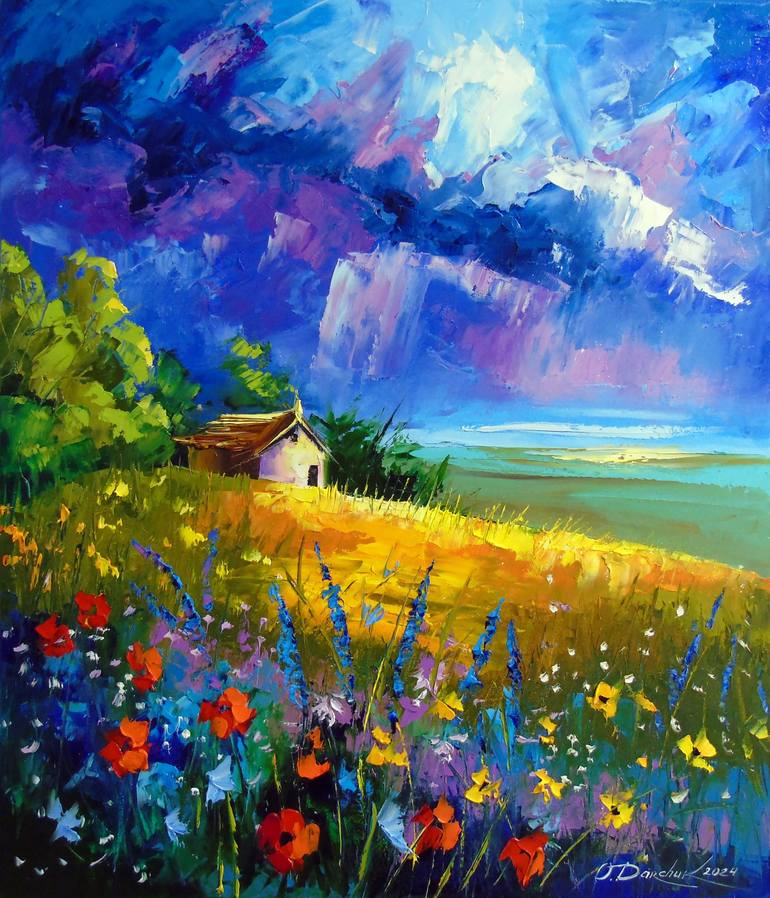 Among the flowers and clouds Painting by Olha Darchuk | Saatchi Art
