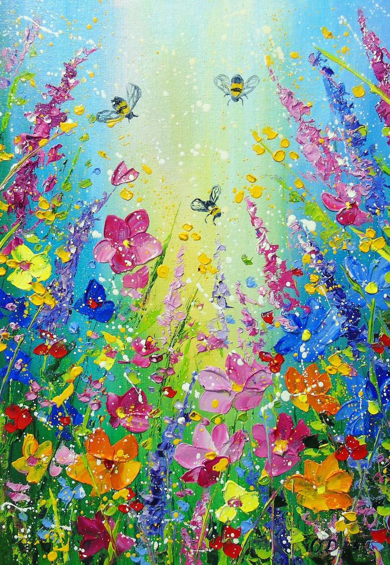 Bees at dawn Painting by Olha Darchuk | Saatchi Art