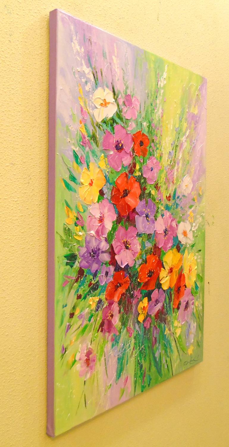 A bouquet of wild flowers Painting by Olha Darchuk | Saatchi Art