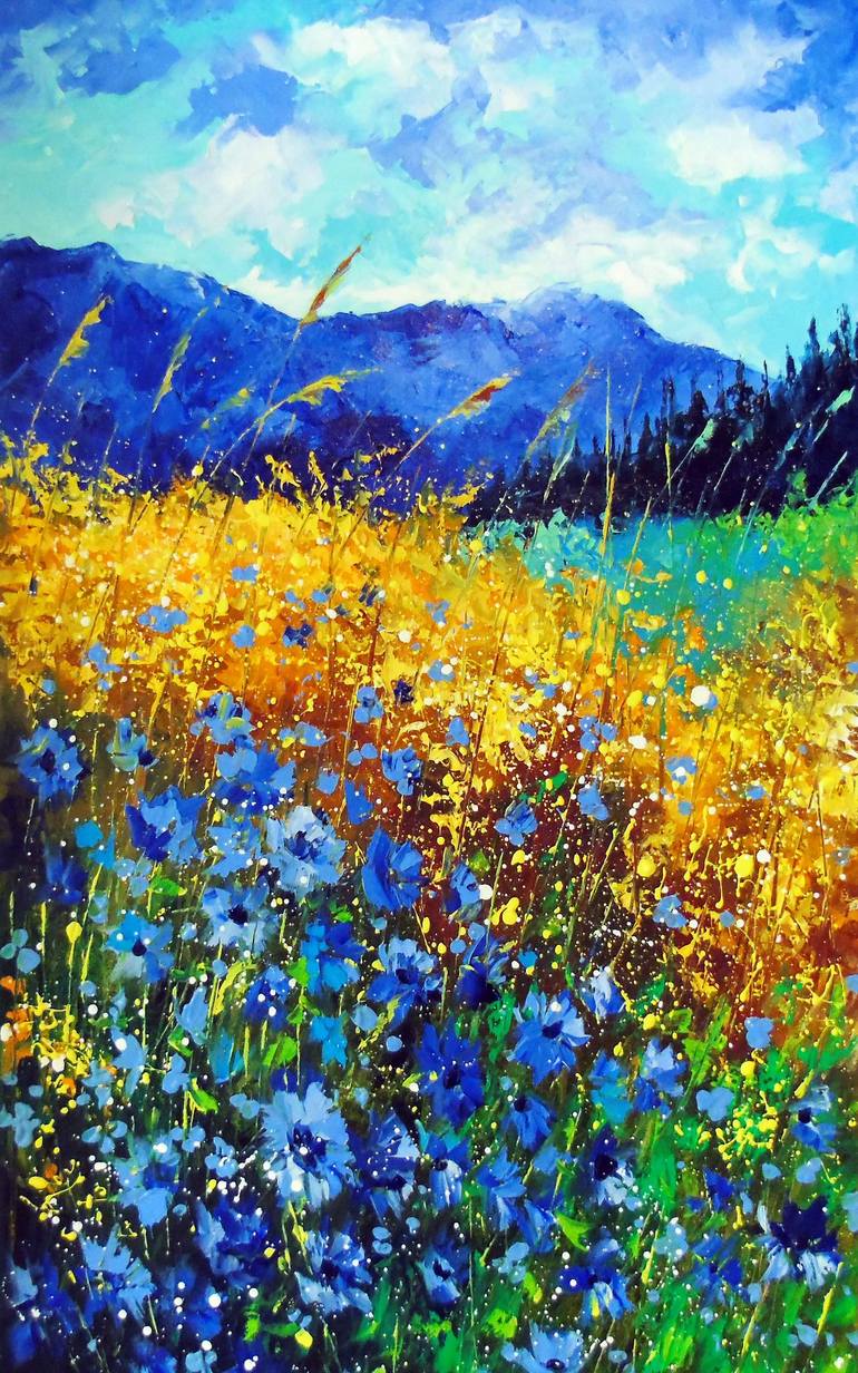 Flowers of the mountain valley Painting by Olha Darchuk | Saatchi Art